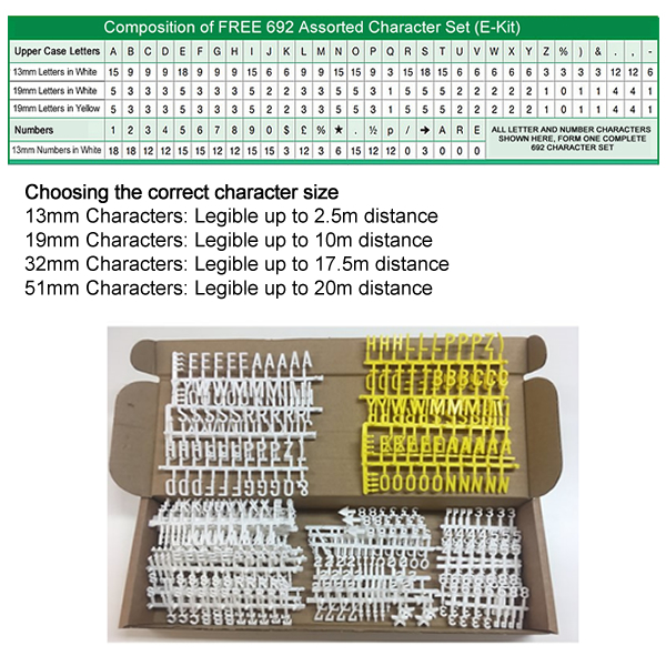 Econ Peg Letter Characters | 692 Assorted Characters White Light Display